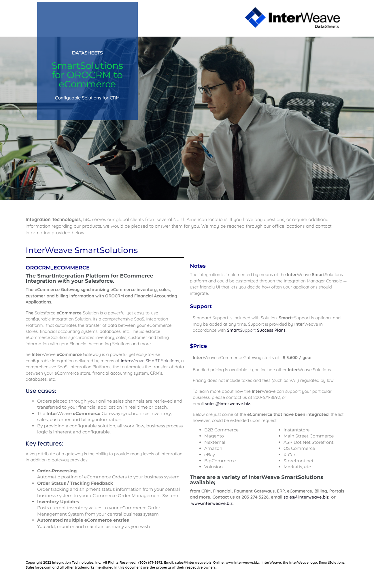 ORO/COM E-Commerce Datasheet - The SmartIntegration Platform