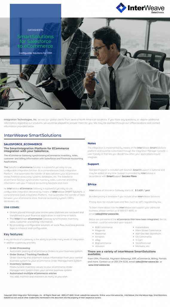 SF E-Commerce Datasheet - The SmartIntegration Platform