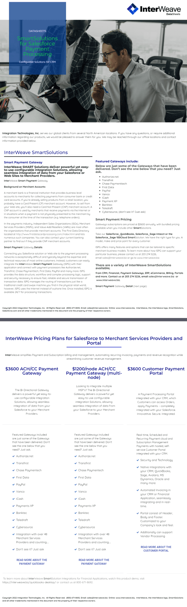 SF Payment Datasheet - The SmartIntegration Platform