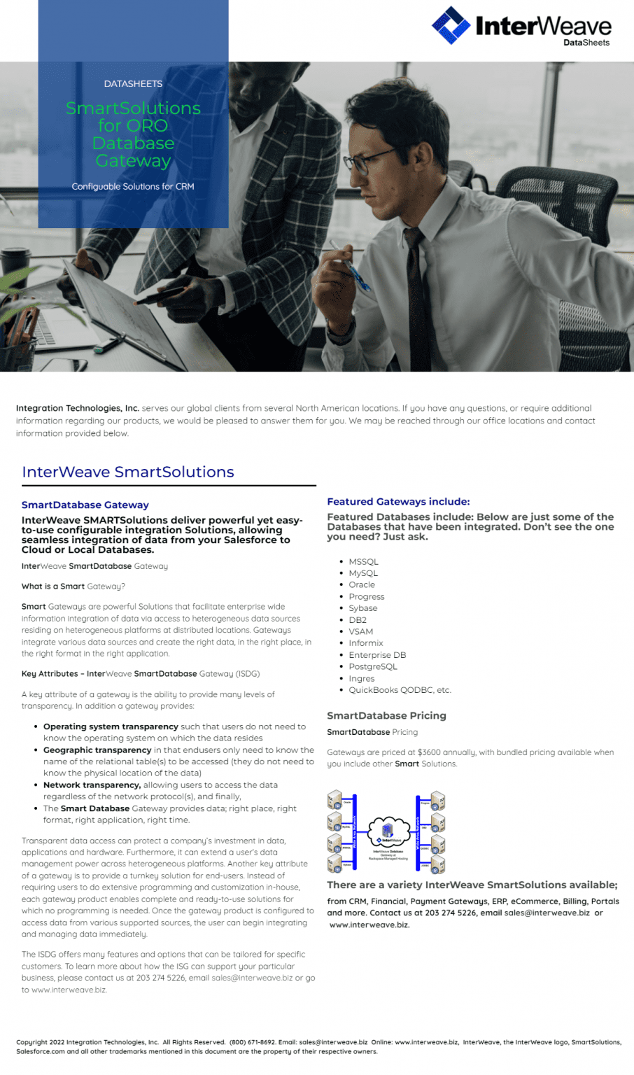 OROCRM Database Gateway Datasheet - The SmartIntegration Platform