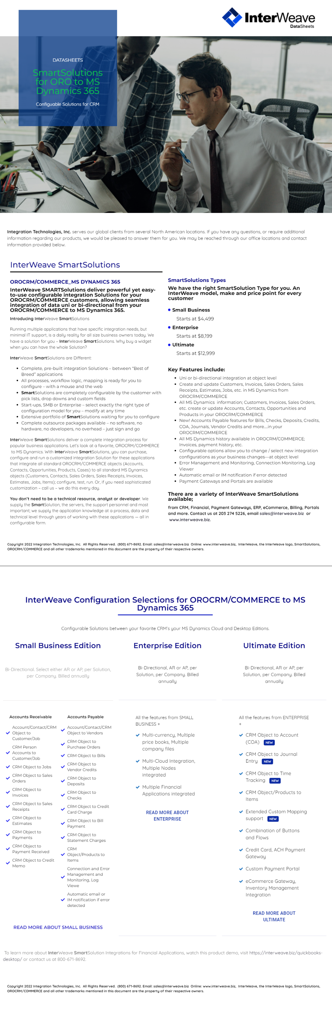 OROCRM MS Dynamics Datasheet - The SmartIntegration Platform