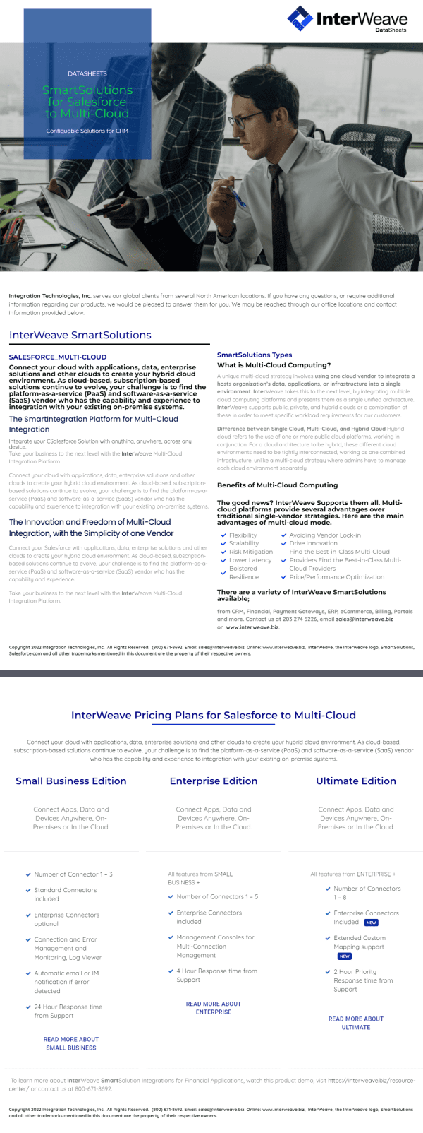 SF Multi Cloud Datasheet - The SmartIntegration Platform