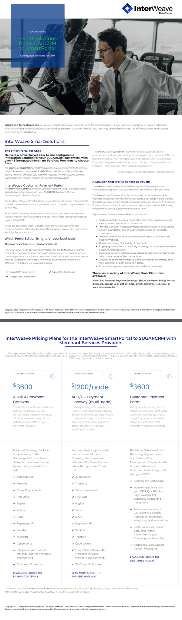 Sugar CRM Customer Portal Datasheet - The SmartIntegration Platform