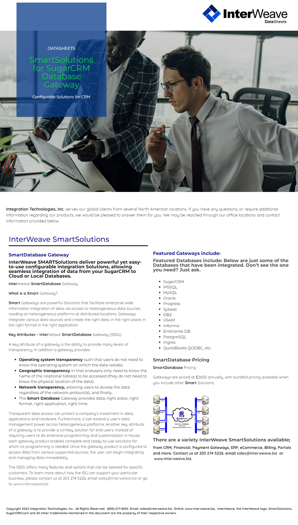 SugarCRM Database Gateway Datasheets - The SmartIntegration Platform